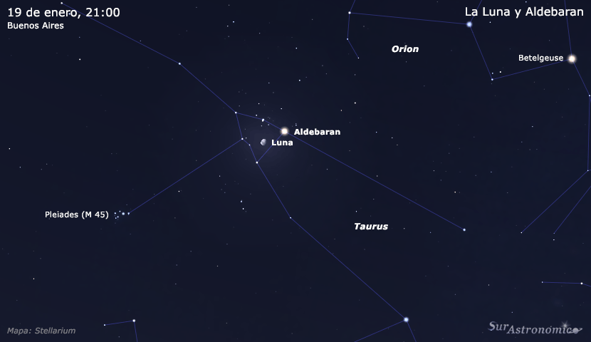 La Luna y Aldebaran - 19/01/2016 | Sur Astronómico